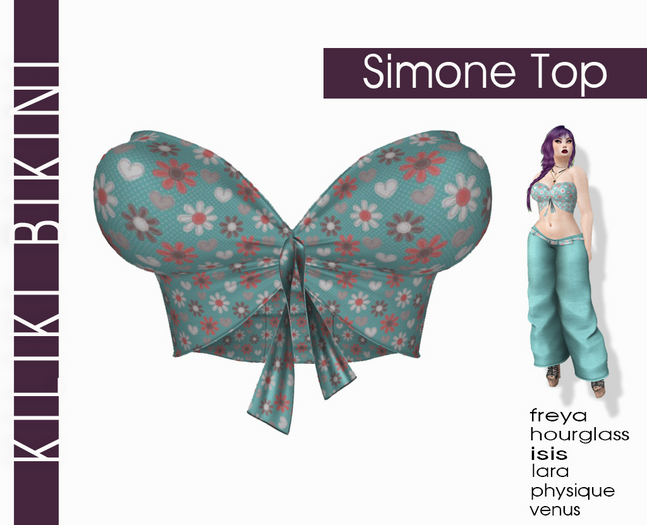 Second Life Marketplace - [kb] Simone Top - Hippie Flower Light Blue